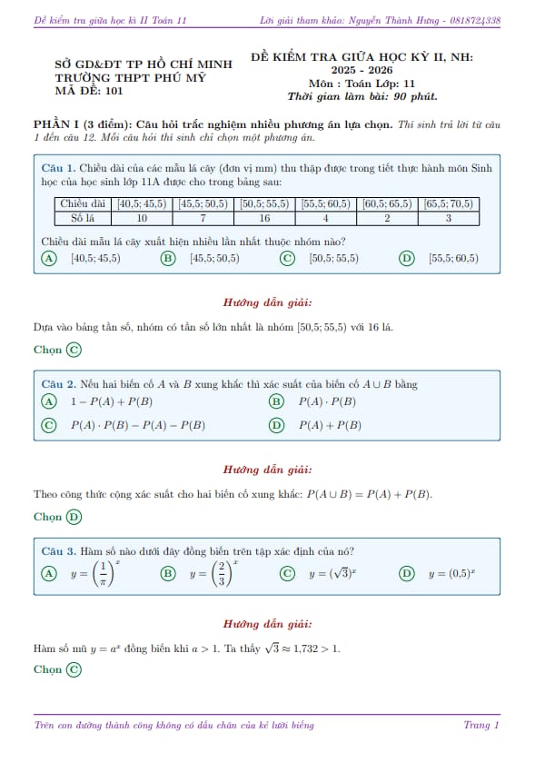 Toán Lớp Đề Thi Giữa Hk2 Toán 11 | Lời Giải Bài Tập & Lý Thuyết Chi Tiết